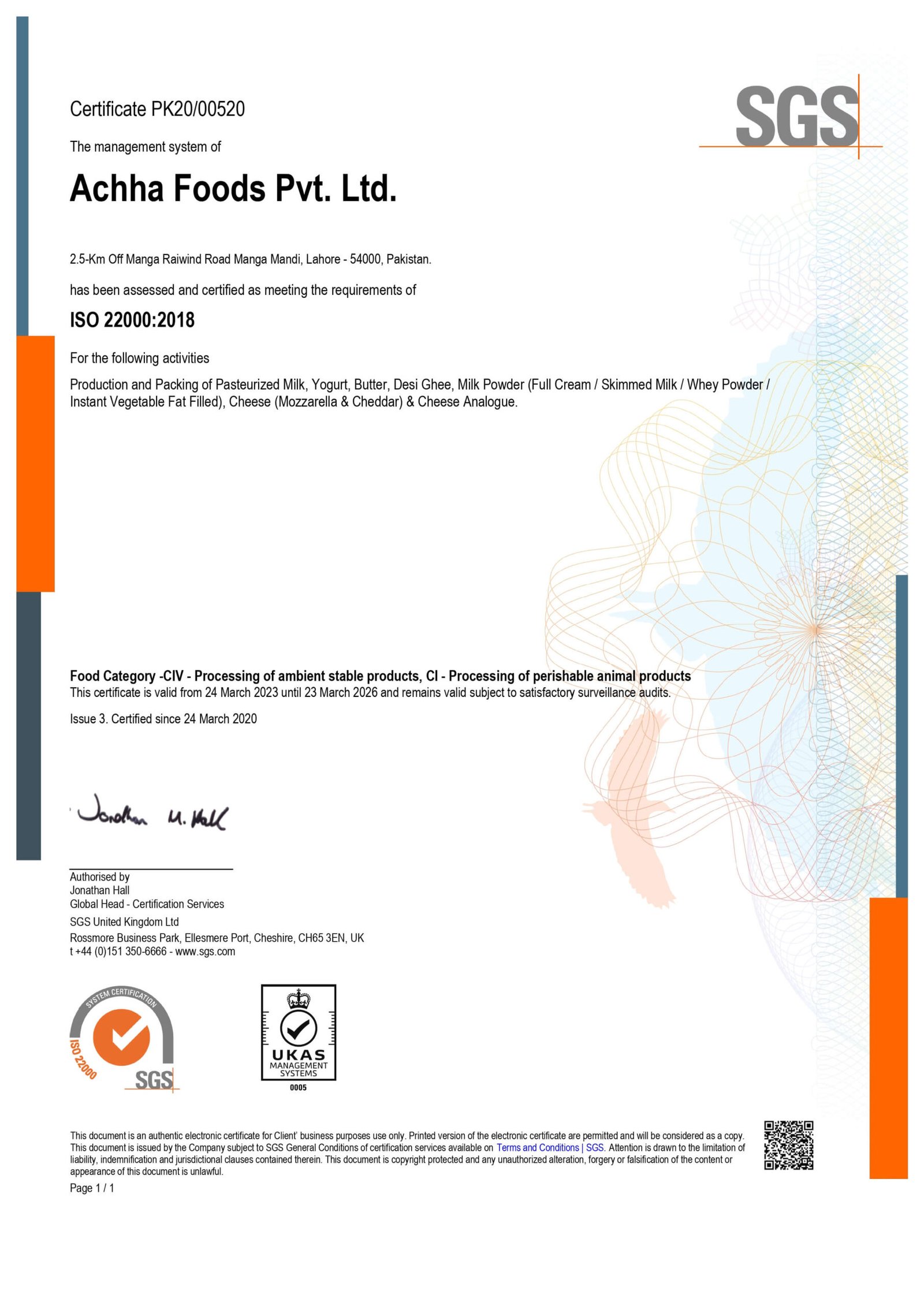 Certifications – ACHHA FOODS